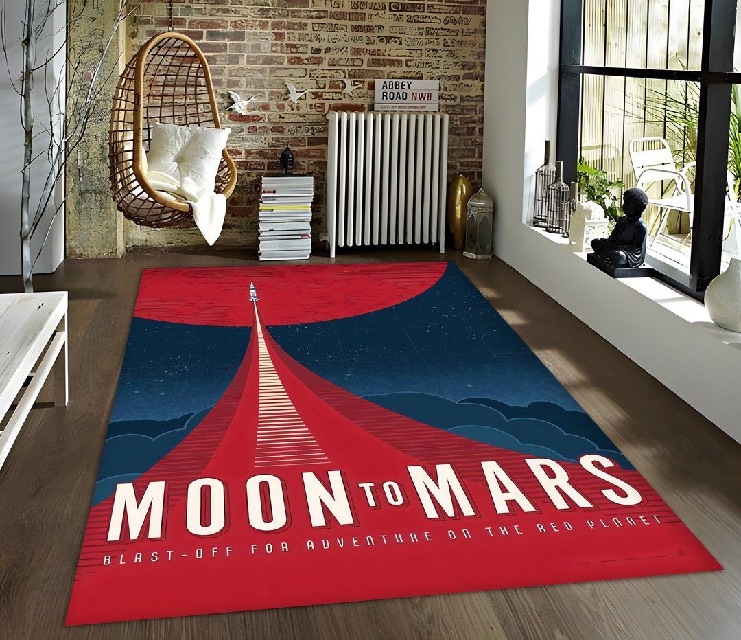 Moon to Mars, Mars Planet Rug, Space Decor Rug, Boys Room Rug, Kids ...