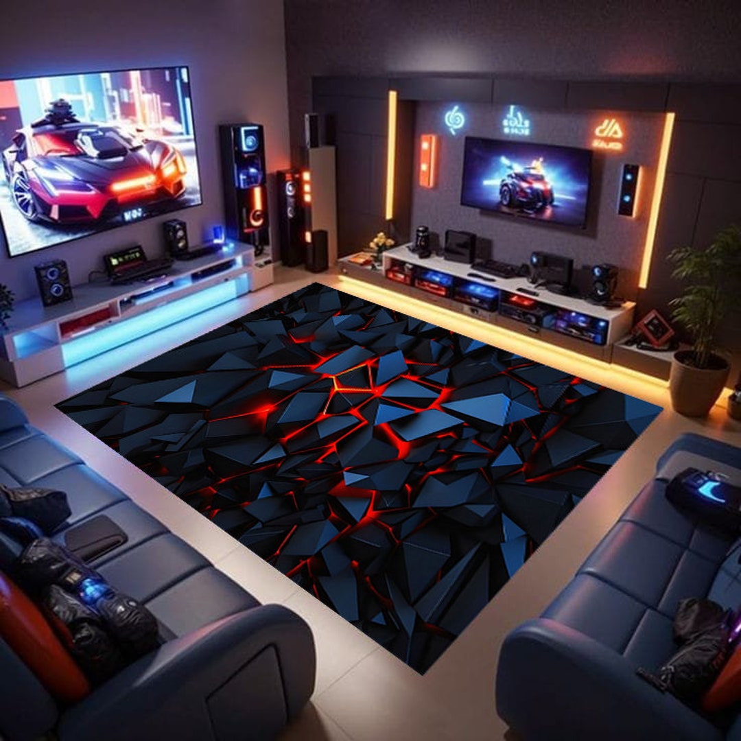 Game Rug, Gamer Rug, Neon Game Rug, Neon Look Rug, Shining Rug, Boys ...