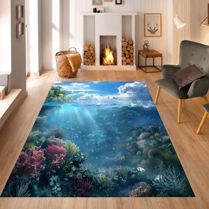 Sea Rug, Fish Rug, Underwater Life, Landscape Rug, Clouds Rug, Boys ...