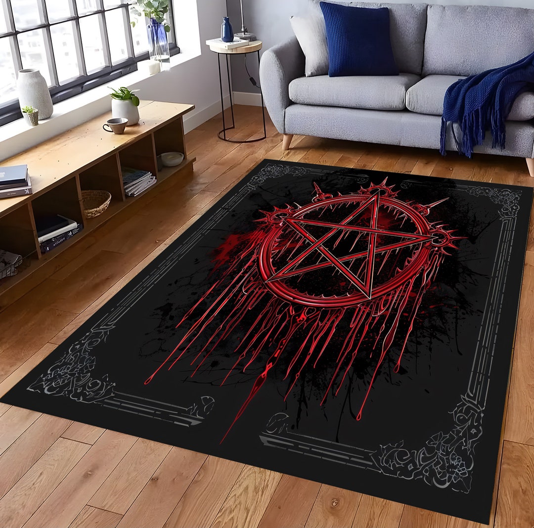Pentagram Rug, Satanic Decor, Gothic Horror Mat - Etsy