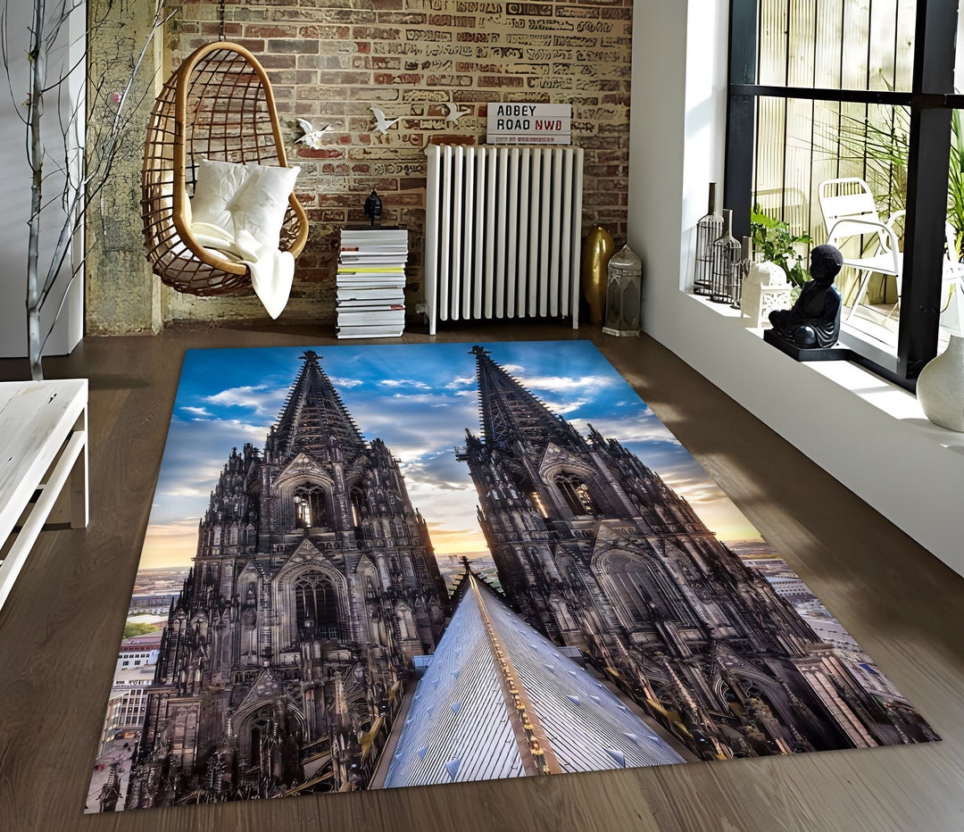 Cologne Cathedral Rug, Germany Poster Rug, German Gothic Rug, Landscape ...