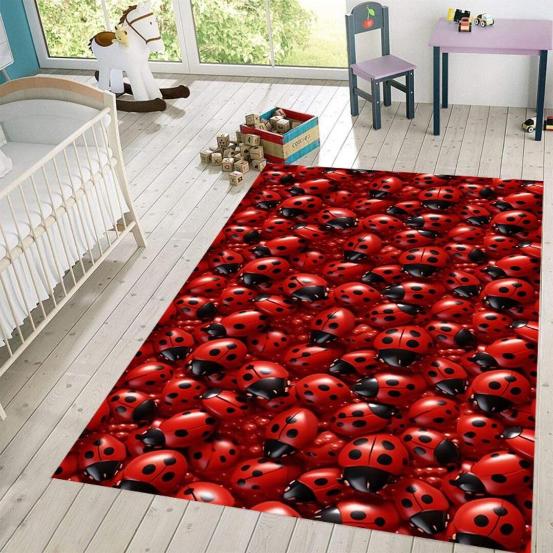 Ladybird Rug, Ladybug Rug, Bug Rug, Kids Room Decor, Modern Area Rug ...