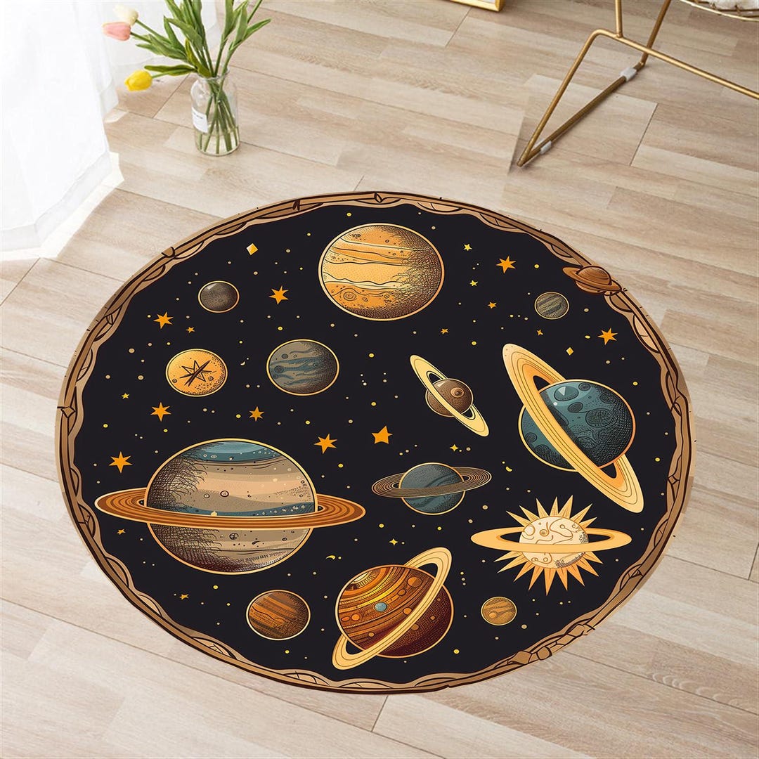 Round Rug, Solar System Rug, Ufo Rug, Planets Rug, Kids Room Decor ...