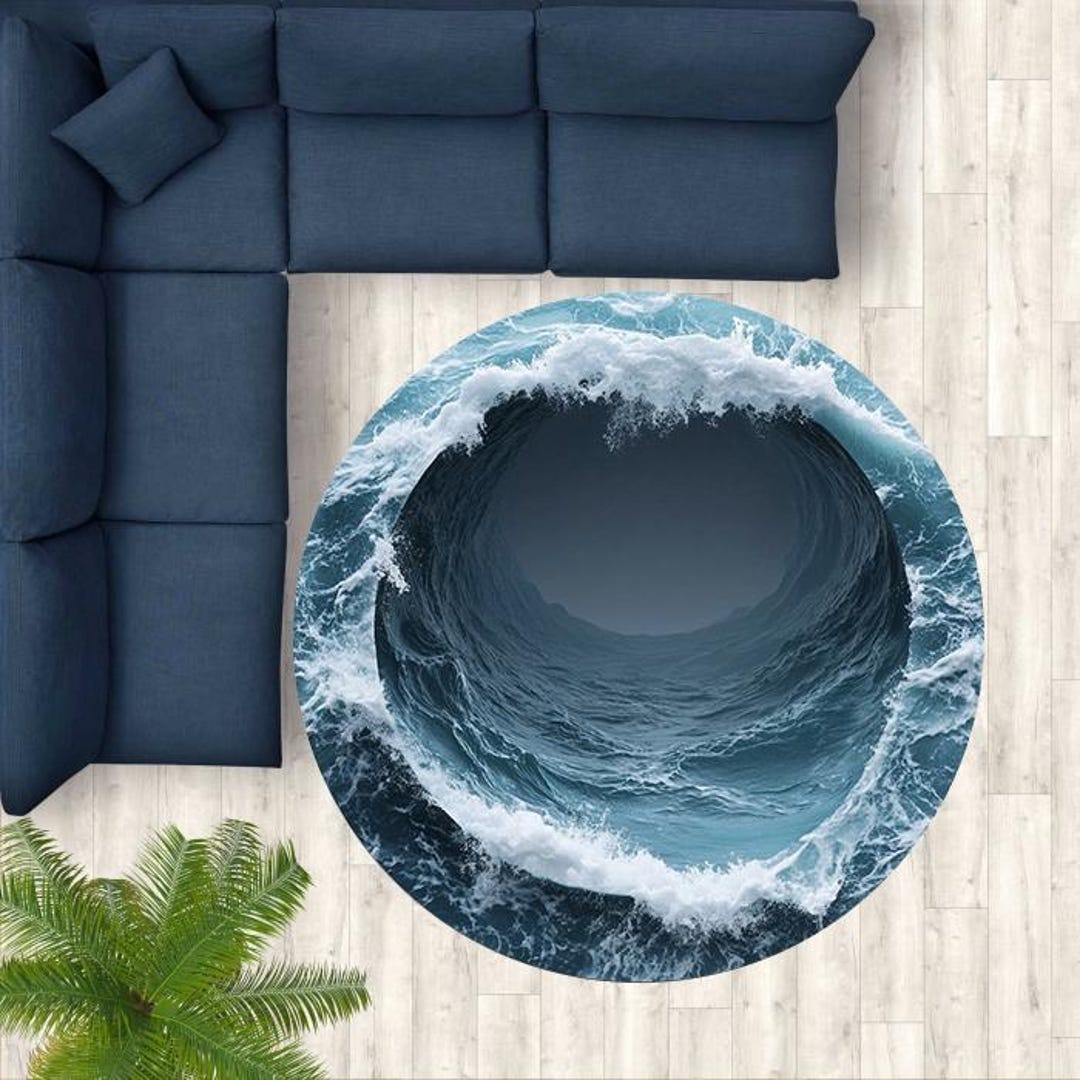 Round Rug, Sea Rug, Water Wave Rug, Illusion Rug, 3D Decor, 3D Hole Rug ...