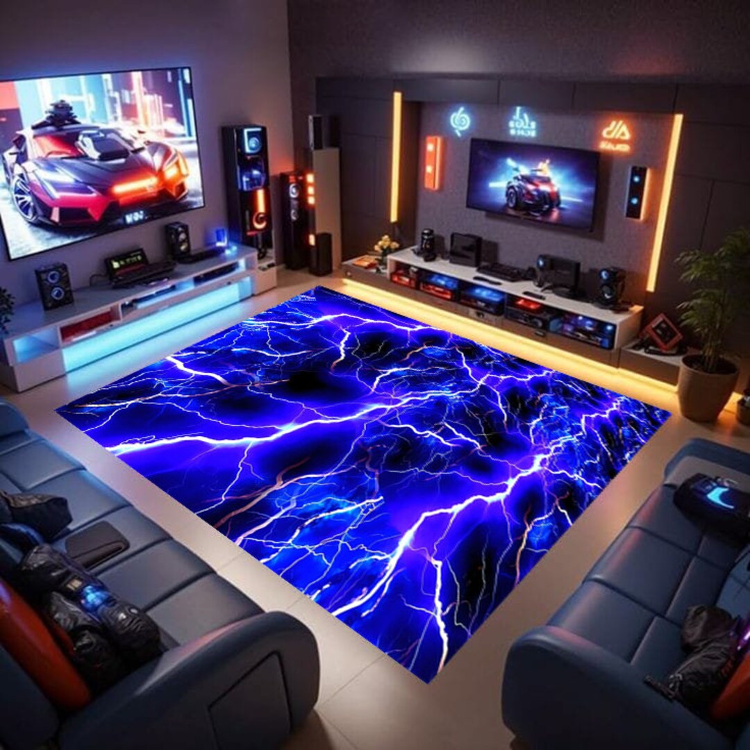 Neon Look Rug, Shining Rug, Laser Light Rug, Lightning Light Rug, Game ...