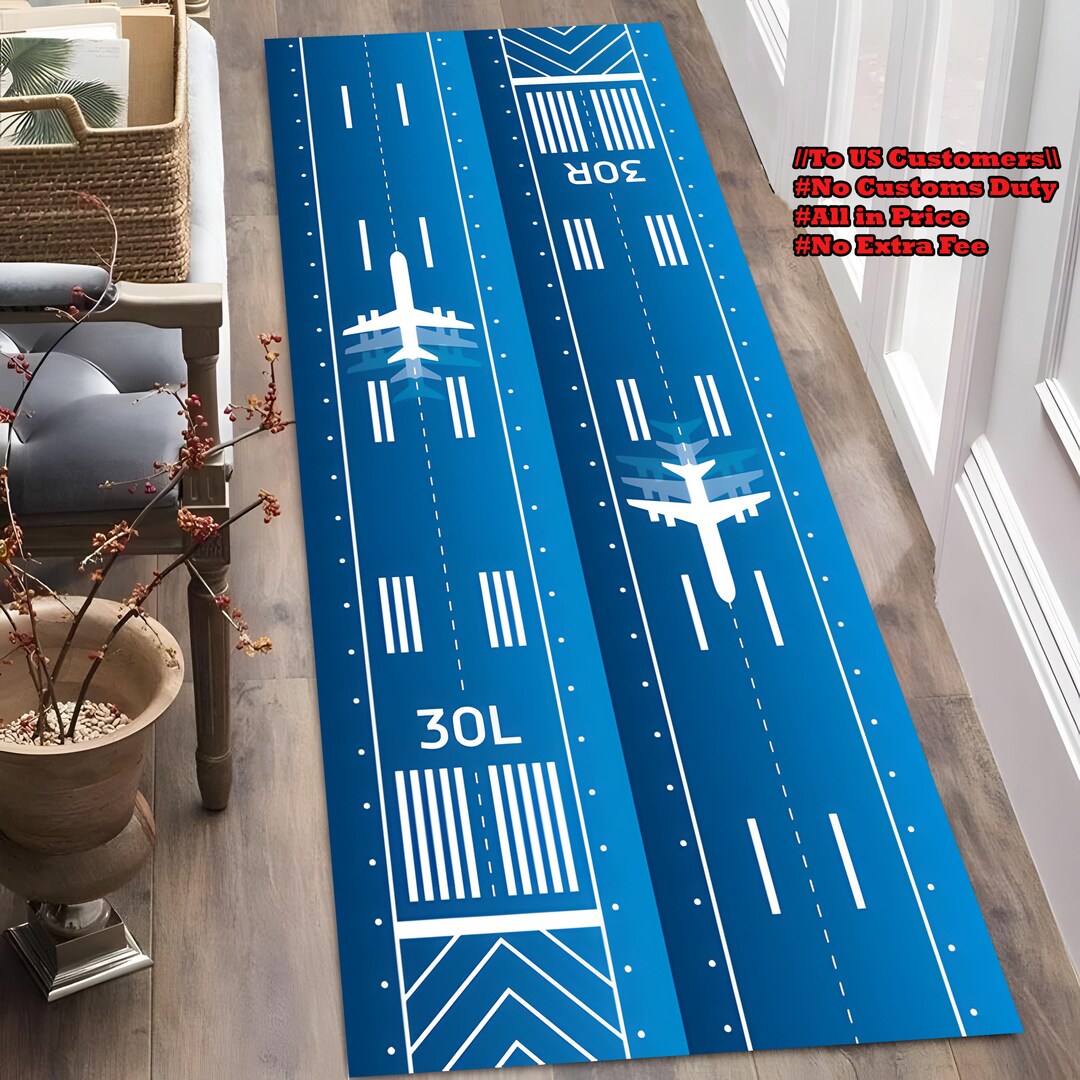 Airplane Runway Runner Rug, Kids Room, Aviation Theme - Etsy