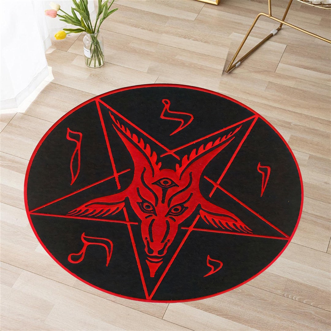 Round Rug, Ritual Rug, Satanism Decor Rug, Satan Rug, Devil Rug, Evil ...
