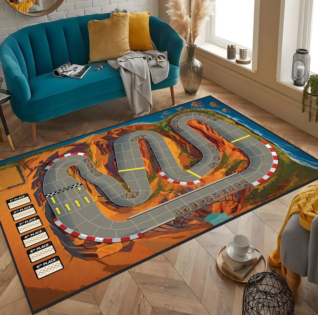 Racetrack Rug, Traffic Rug, 3D Race Track, Car Play Mat, Kids Room Mat ...