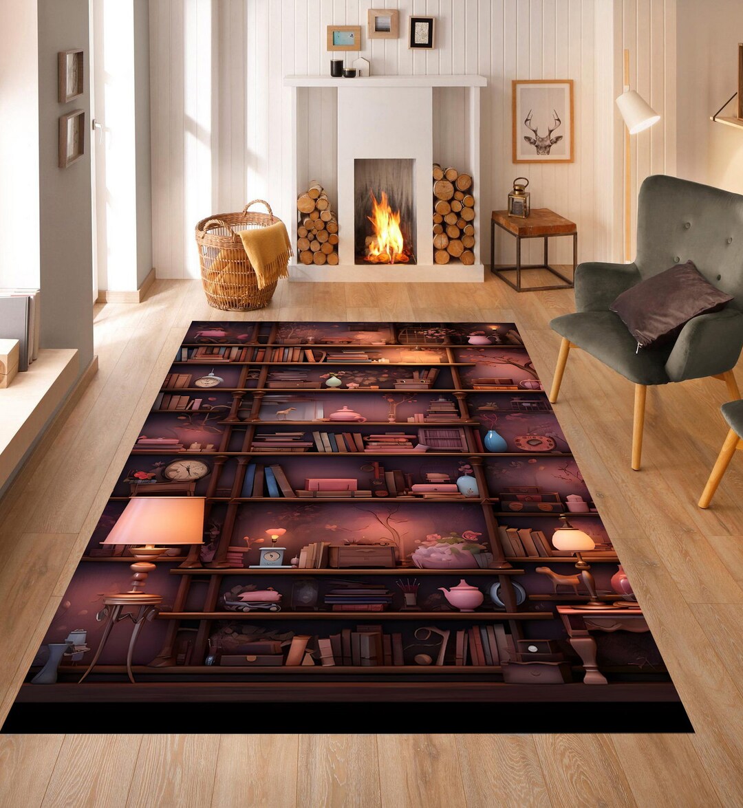 Library Rug, 3D Library Rug, Work Room Rug, Books Rug, Modern Area Rug ...