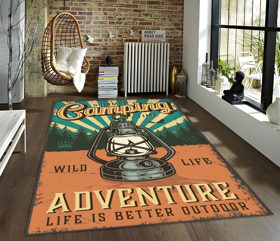 Camp Rug, Nature Camp, Adventure Rug, Compass Rug, Modern Area Rug ...