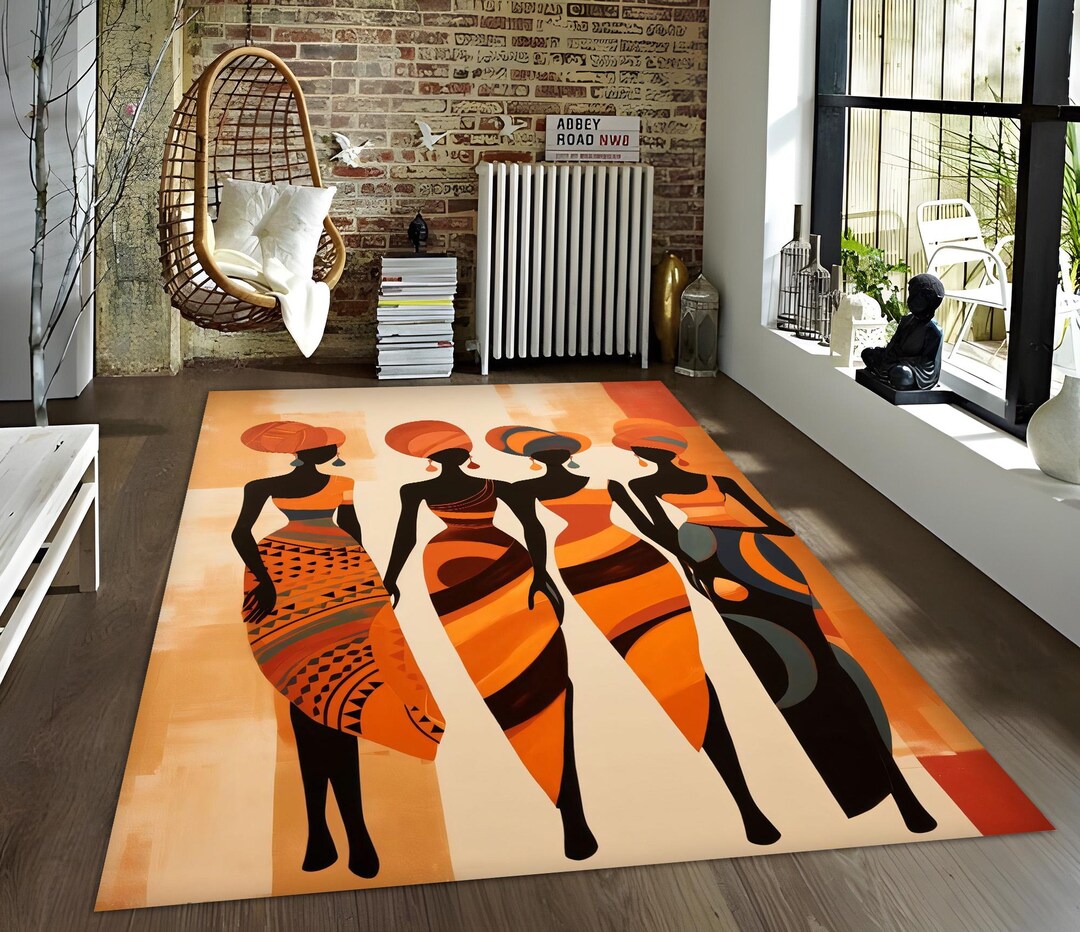 African Girl Rug, African Girl Art, Modern Art Rug, Area Rug, Living ...