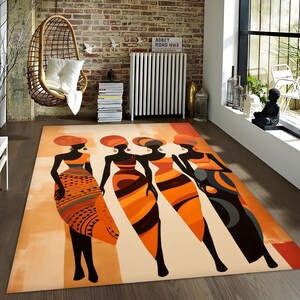 African Girl Rug, African Girl Art, Modern Art Rug, Area Rug, Living ...