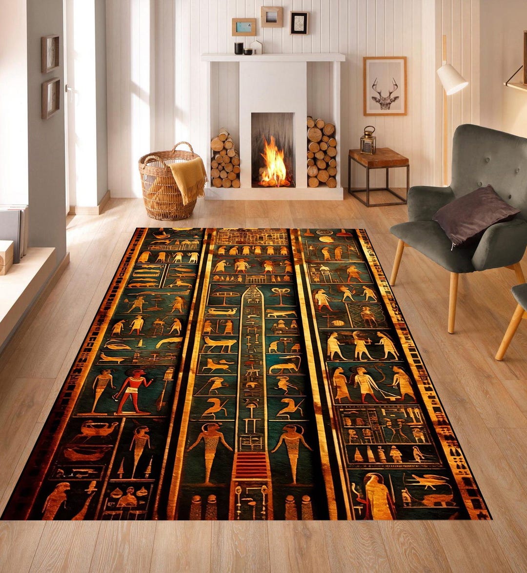 Ancient Egypt Rug, Hieroglyph Rug, Egypt Decor Rug, Cool Rug ...