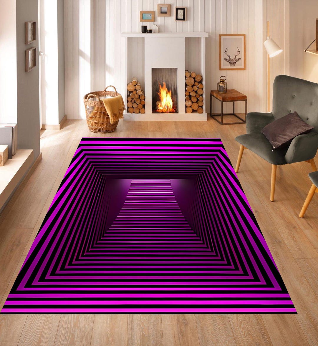 3D Tunnel Illusion Rug, Optical Vortex Floor Mat, Living Room Decor - Etsy