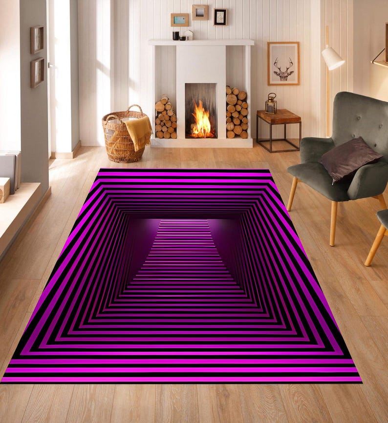 3D Tunnel Illusion Rug, Optical Vortex Floor Mat, Living Room Decor - Etsy