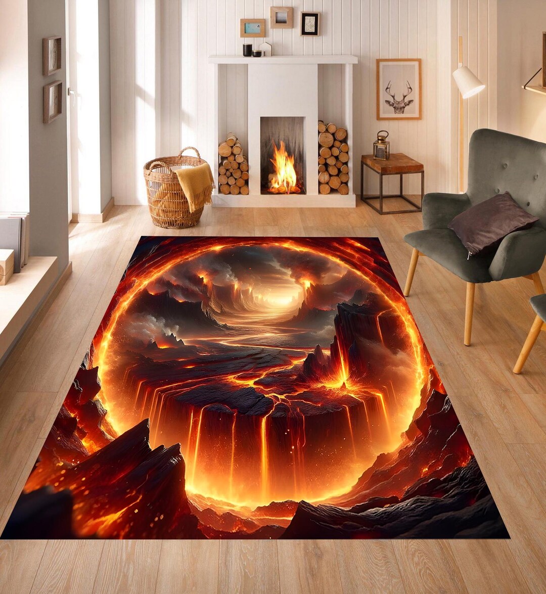 Lava Rug, 3D Rug, Magma Rug, 3D Landscape Rug, Living Room Rug, Office ...