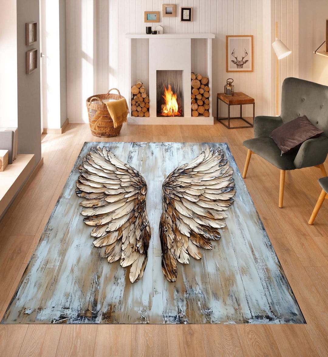 Angel Wings Rug: Modern Decorative Rug, Girls Room Decor - Etsy