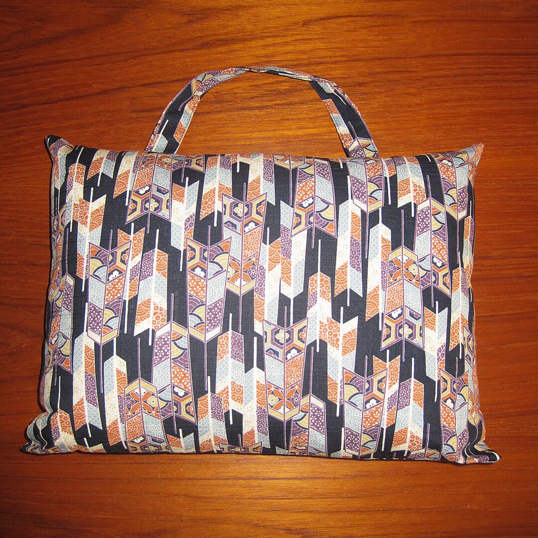 Arrow Design Japanese Asian Fabric Complete Travel Pillow With Handle ...