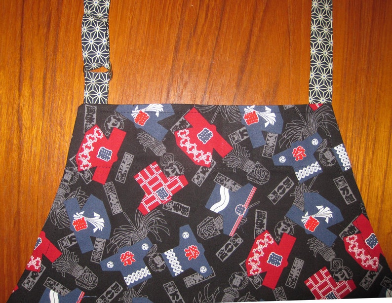 Firemen Matoi Design Men's BBQ Grilling Chefs Bib Apron Japanese Fabric ...