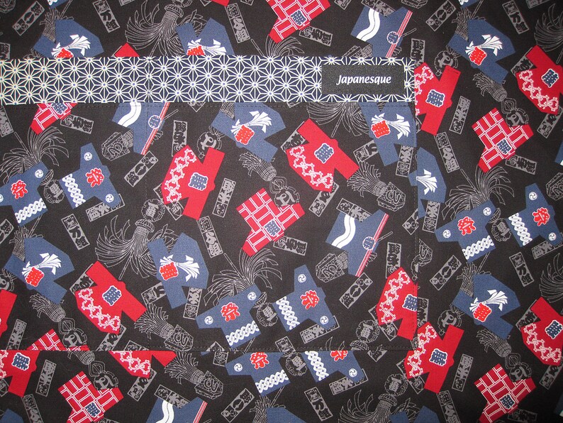 Firemen Matoi Design Men's BBQ Grilling Chefs Bib Apron Japanese Fabric ...