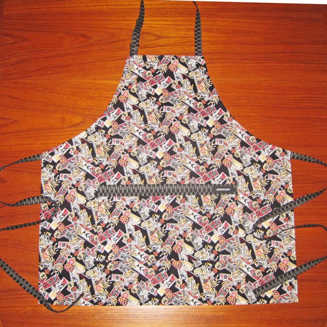 Firemen Matoi and Senjafuda Design Men's BBQ Grilling Chefs Bib Apron ...
