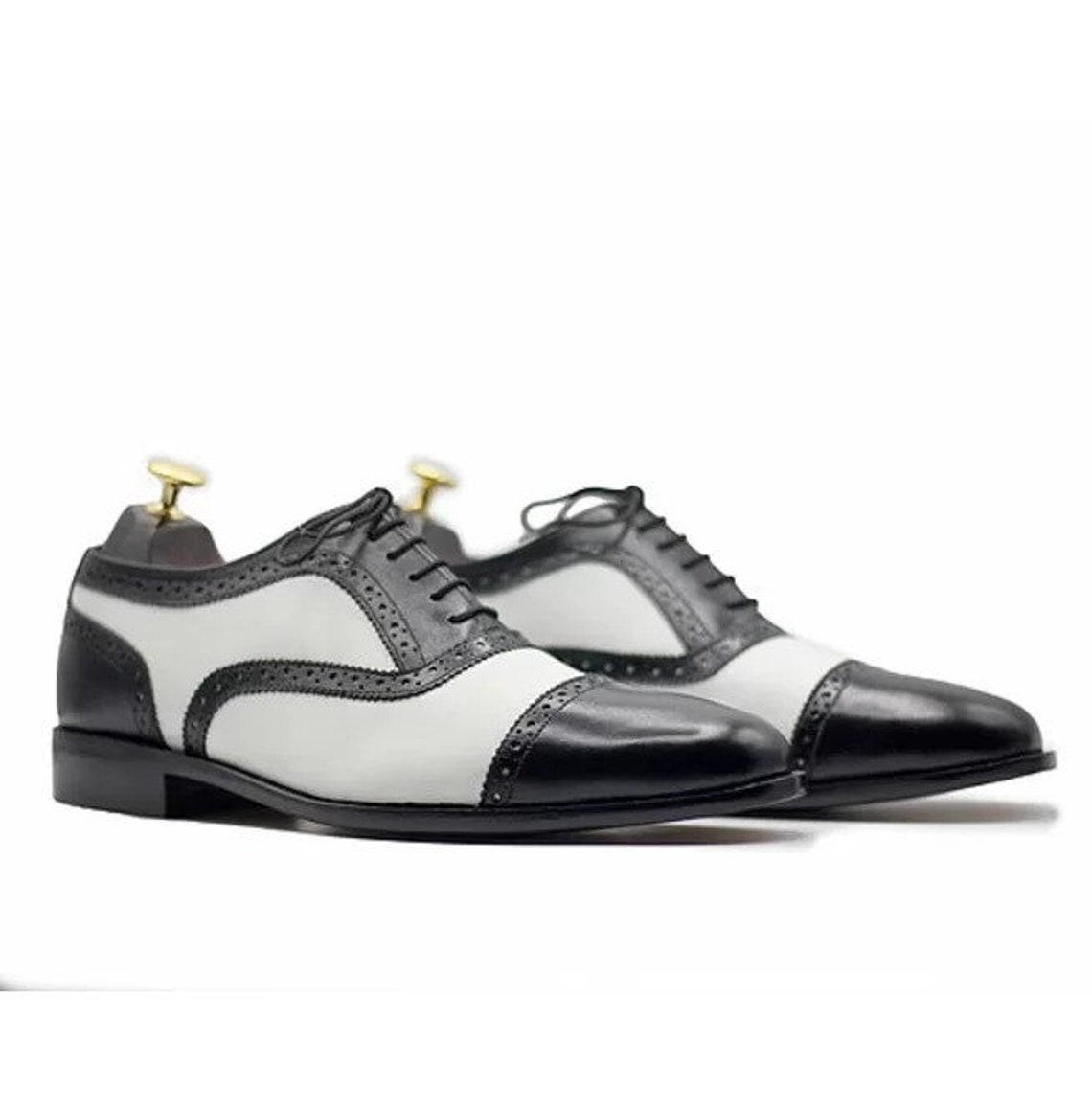 White and Black Spectator Shoes for Men's Designer Shoes, Men's Dress ...