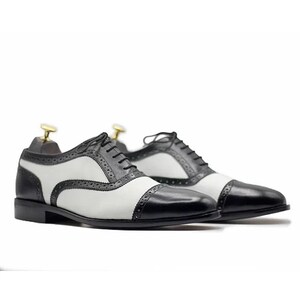 White and Black Spectator Shoes for Men's Designer Shoes, Men's Dress ...