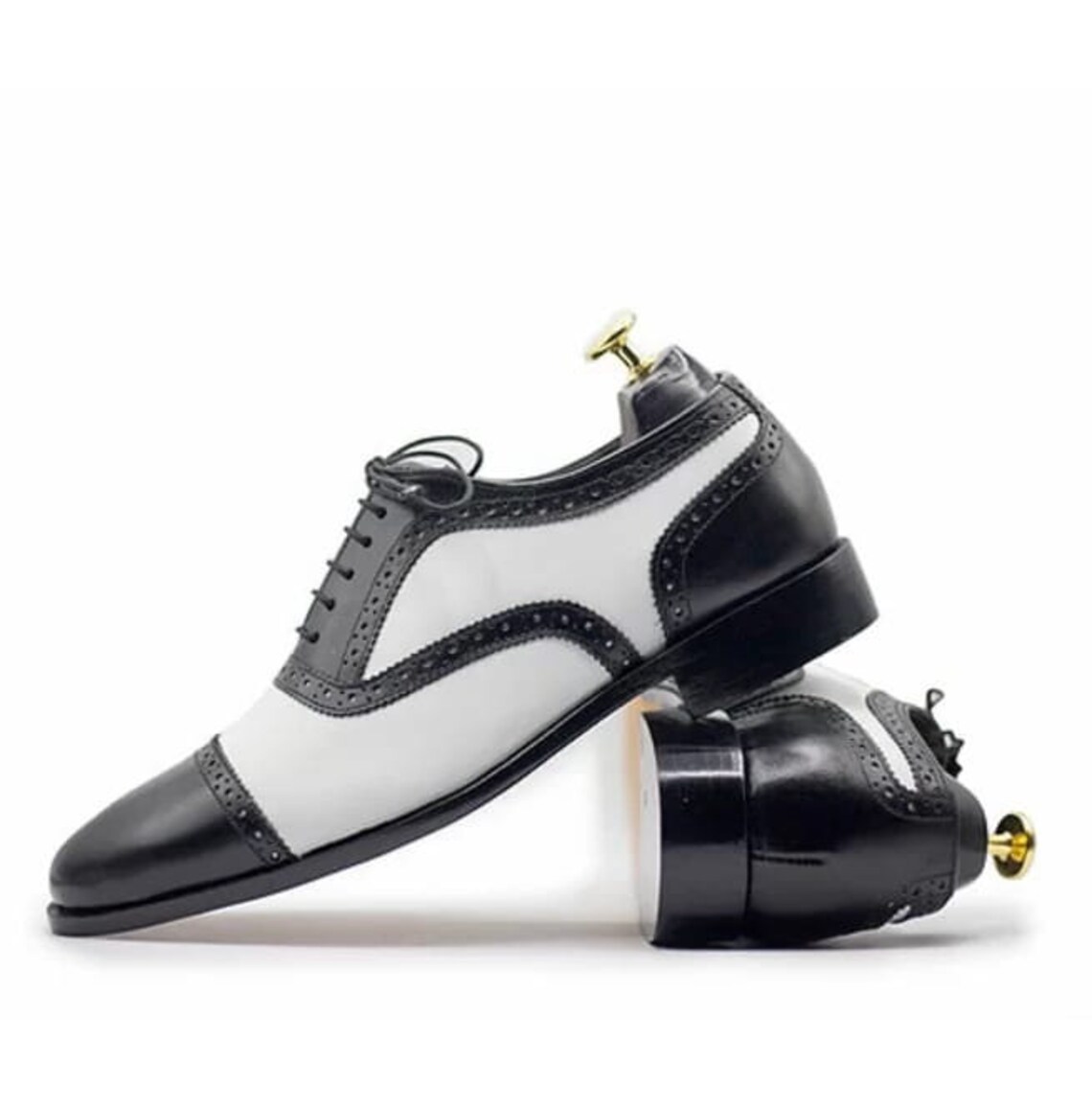 White and Black Spectator Shoes for Men's Designer Shoes, Men's Dress ...