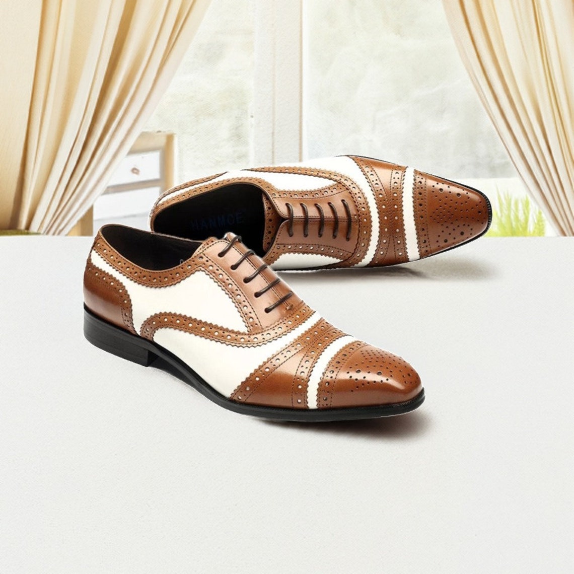 Spectator Brown Brogue Shoes for Men's Designer Shoes, Men's Dress ...