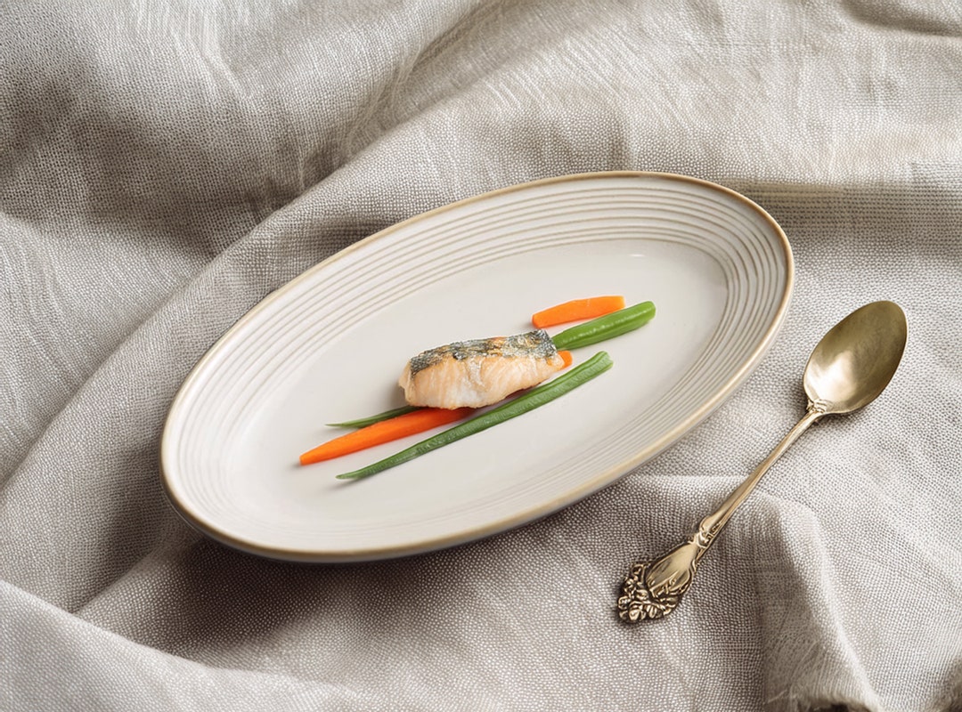 Minimalist White Long Fish Serving Plate Fine Dining Large Porcelain Serving Dinner Plate for ...