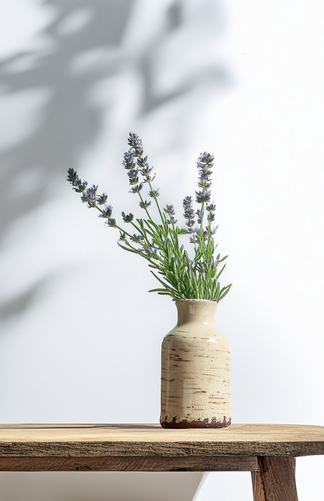 Handmade Rustic Small Ceramic Vase Beige Crackle Finish With Brown ...