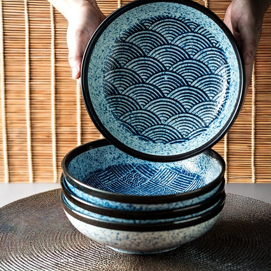 Handcrafted Japanese Style Ceramic Bowls - Ideal for Ramen, Soup, and ...