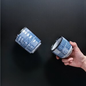 Blue Wave Pattern Porcelain Japanese Style Green Tea Cup | Retro Style ...