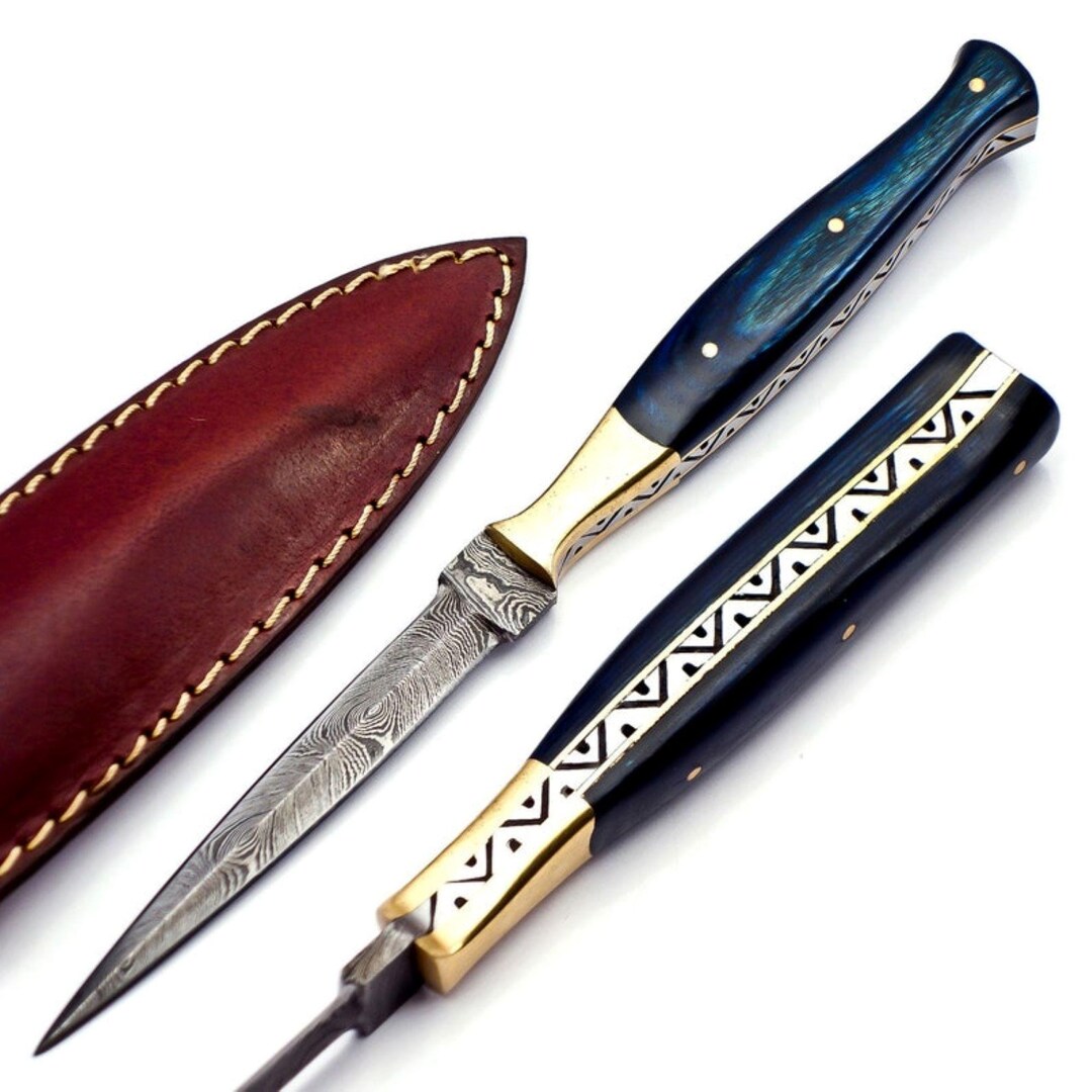 Handmade Damascus Double-edge Dagger Knife With Sheath Perfect for ...