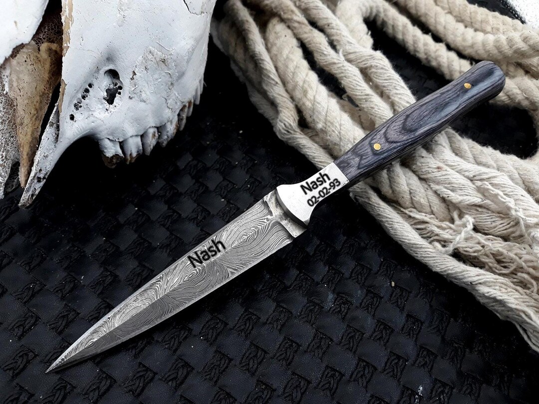 Hand-forged Damask Steel Dagger With Leather Sheath – Unique Handmade ...