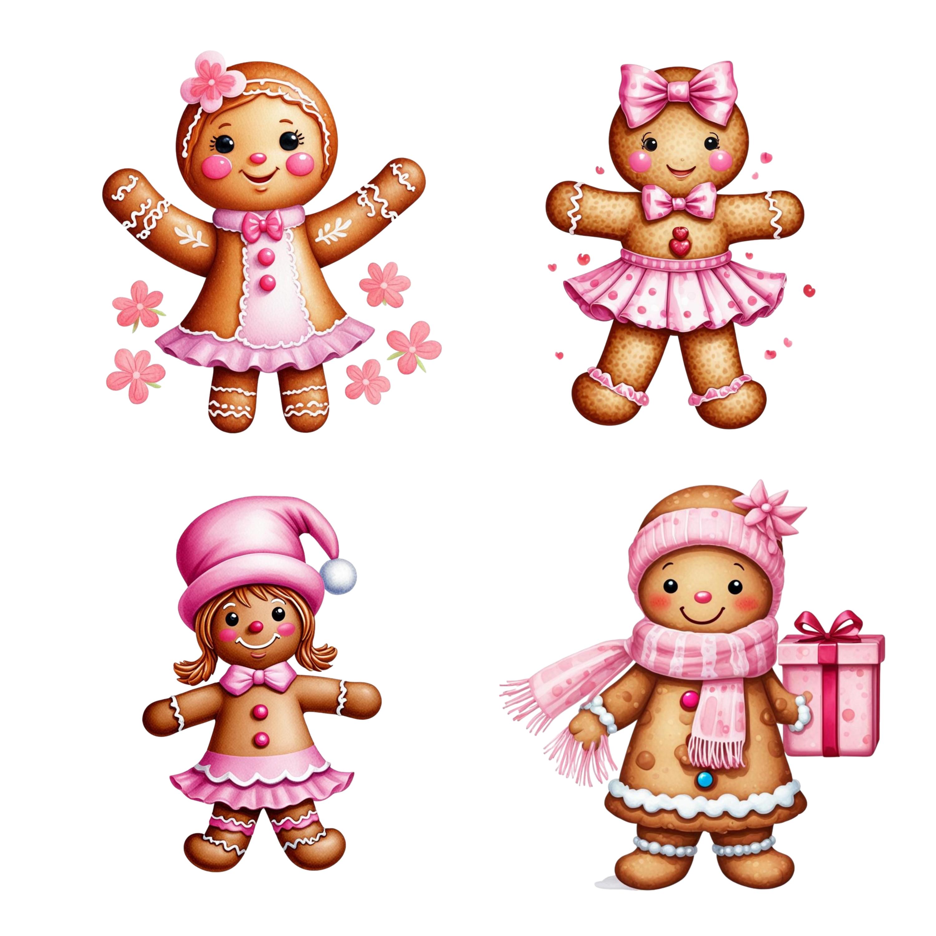 CHRISTMAS GINGERBREAD Clipart Pack- 20 Gingerbread Men and Woman ...