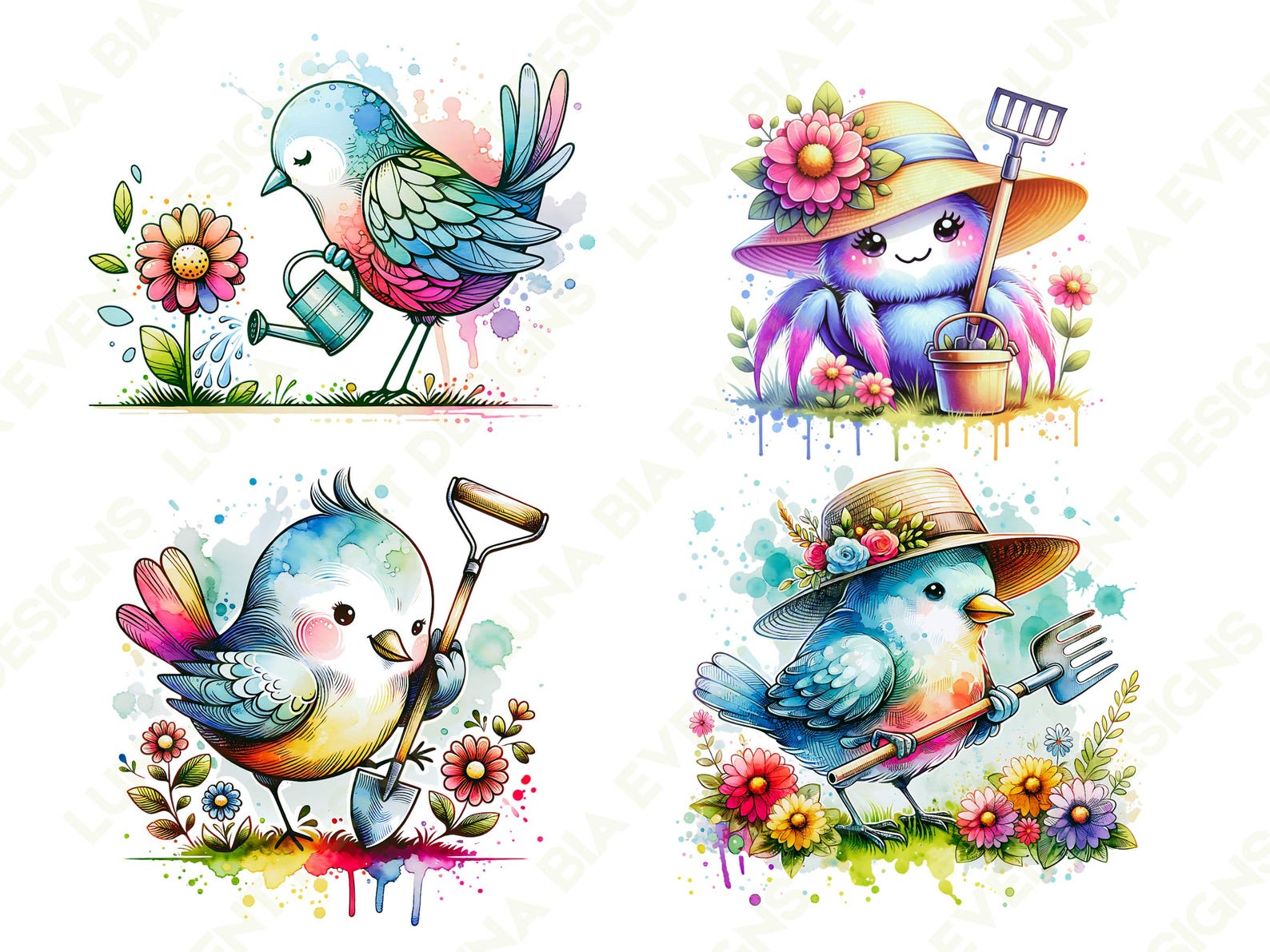 FLOWER GARDEN CLIPART Bundle of Cute, Whimsical Garden Creatures ...