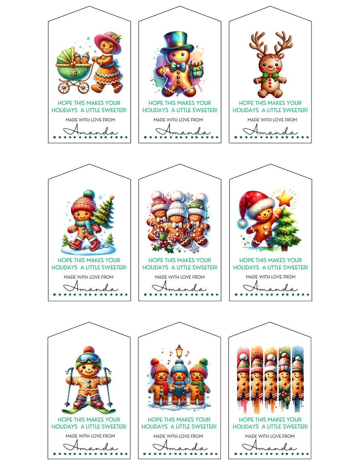 Holiday Baking GIFT TAGS- 27 Gingerbread Theme Personalized Gift Tags ...