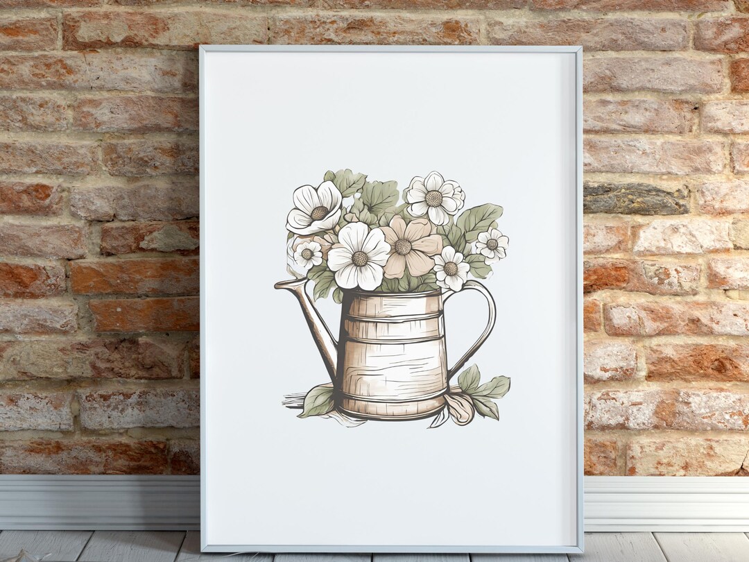 FARMHOUSE FLOWERS Wall Art Digital PNG Wild Flowers Watering Can ...