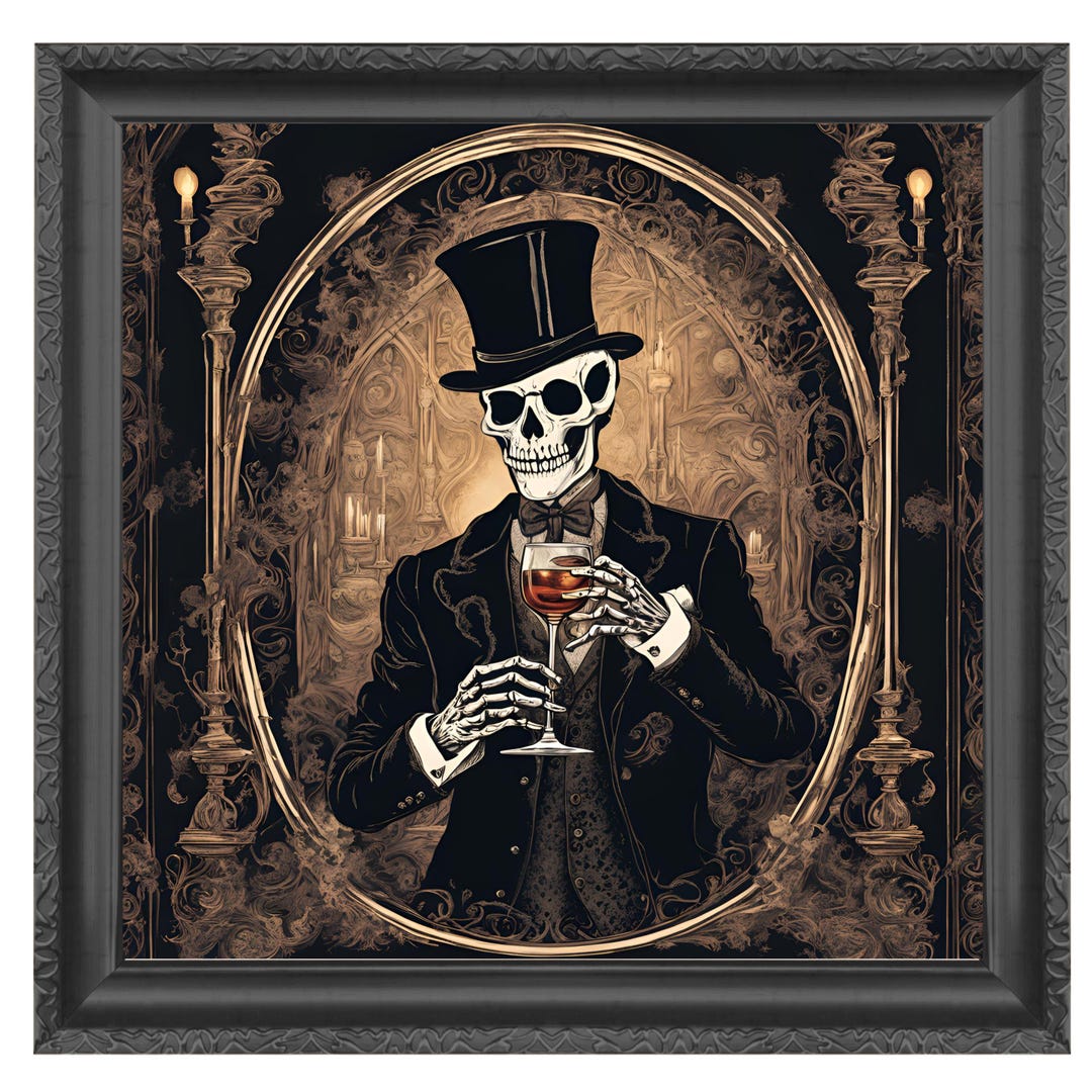 DRINKING SKELETONS Gothic Speakeasy Style Digital PNG Wall Art ...