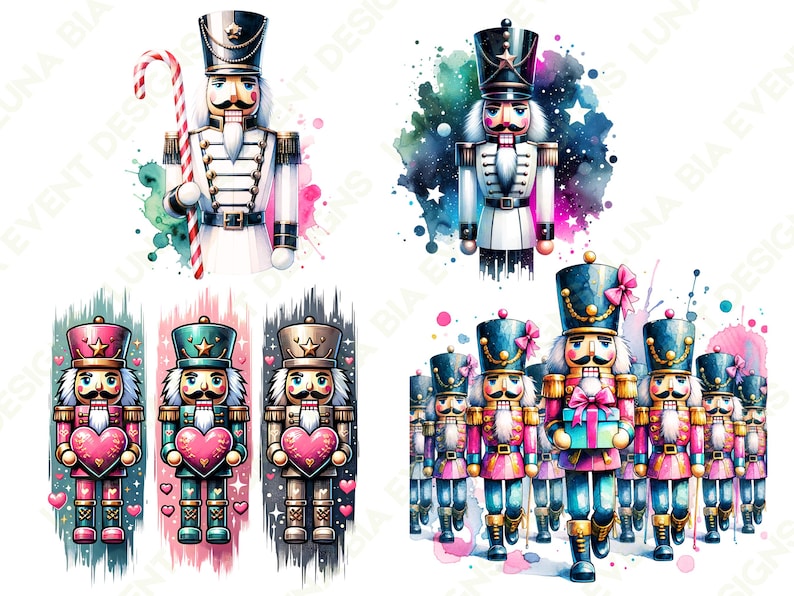 NUTCRACKER CLIPART Bundle, Collages and Brushstrokes Christmas Holiday ...