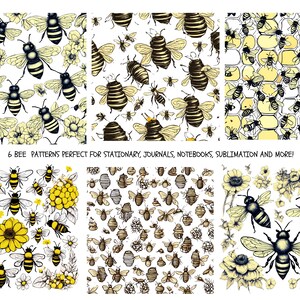 BEEHIVE BEES Clipart - 20 PNG Images Plus 6 Bee Patterns and 2 Bonus ...