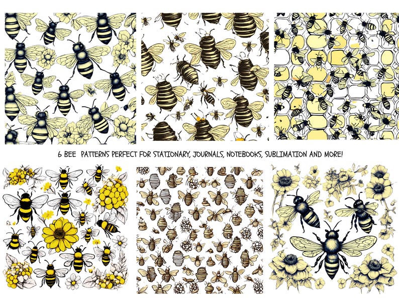 BEEHIVE BEES Clipart - 20 PNG Images Plus 6 Bee Patterns and 2 Bonus ...