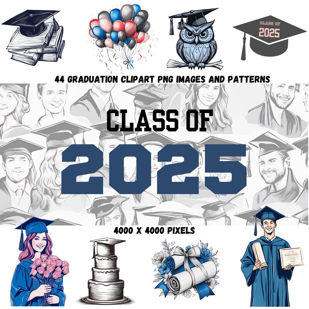GRADUATION CLIPART PNG 2025 Graduation Digital Images for High School ...