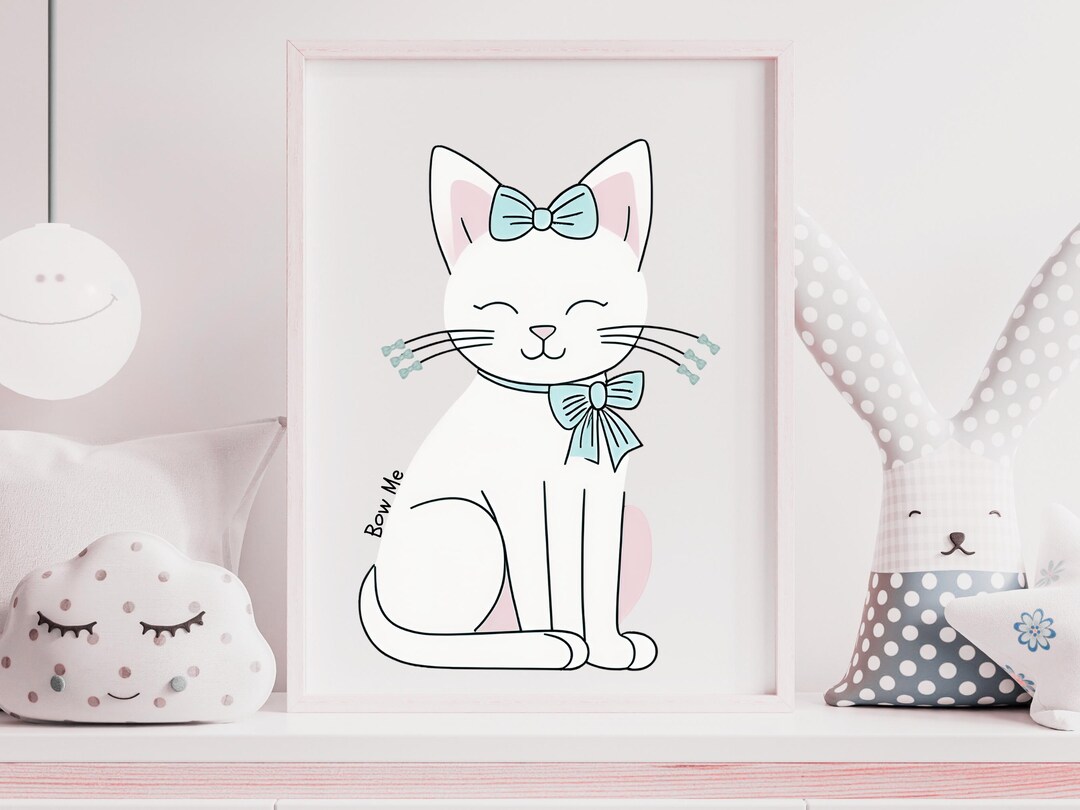 CAT POSTER- Cat With Bows Poster is a Cute, Funny Poster That Would Be ...