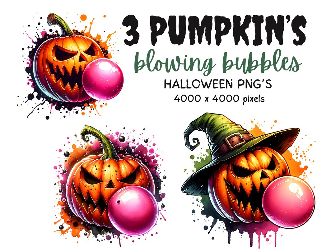 PUMPKIN Clipart PNG - Pumpkin's Blowing Bubbles Perfect for Sublimation ...