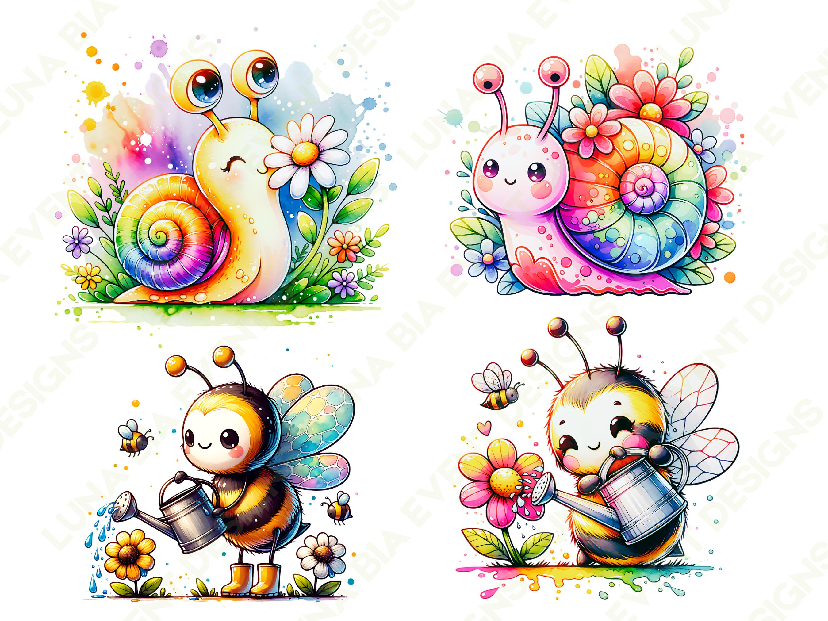 FLOWER GARDEN CLIPART Bundle of Cute, Whimsical Garden Creatures ...