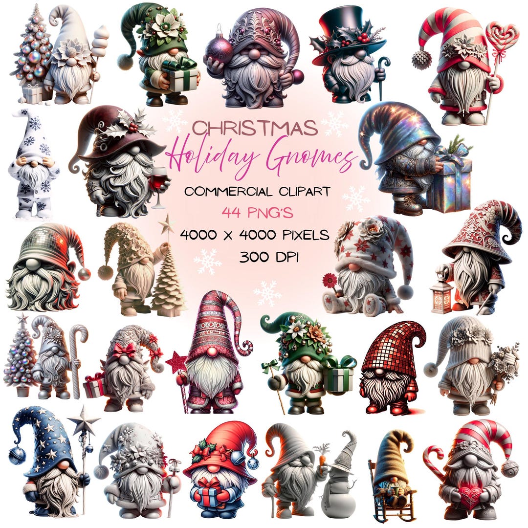 Christmas Gnomes Clipart Bundle: Festive Holiday PNG Images - Etsy