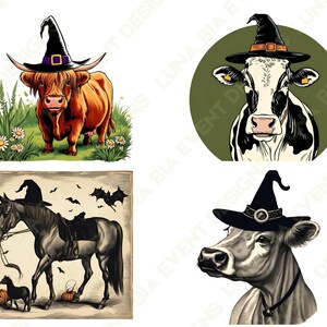 25 HALLOWEEN ANIMALS in Witch Hats Clipart Bundle, Vintage Inspired ...