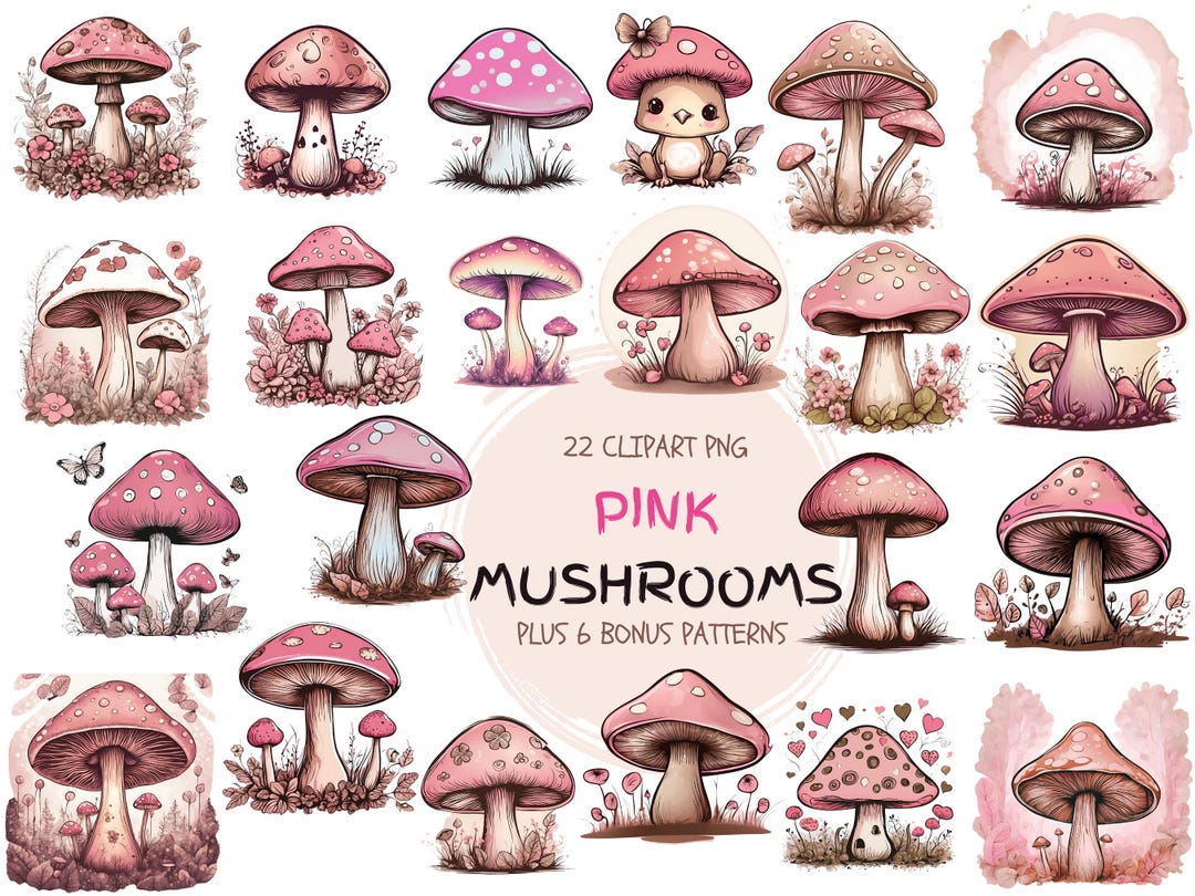 PINK MUSHROOM Motif's PNG Clipart! Perfect for Crafting, Stationary ...